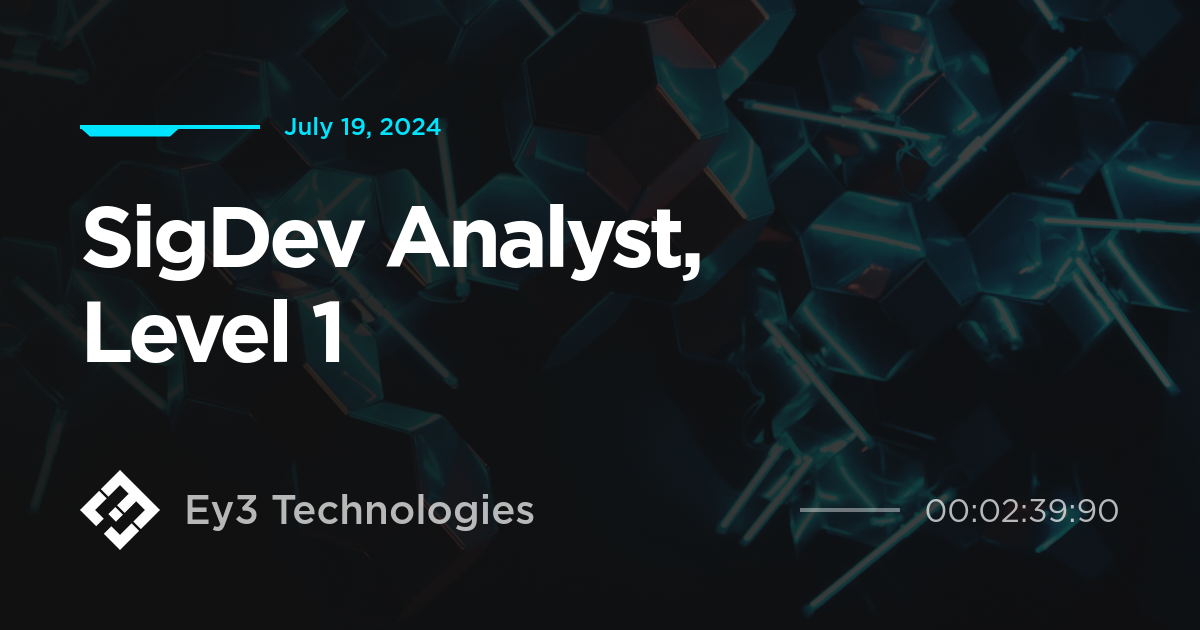 SigDev Analyst, Level 1